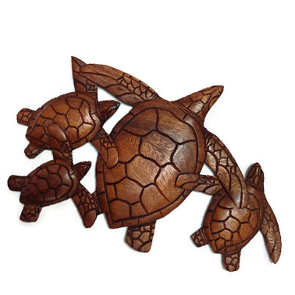 Hand Carved Plaque Turtle Family – Aloha Spice Company